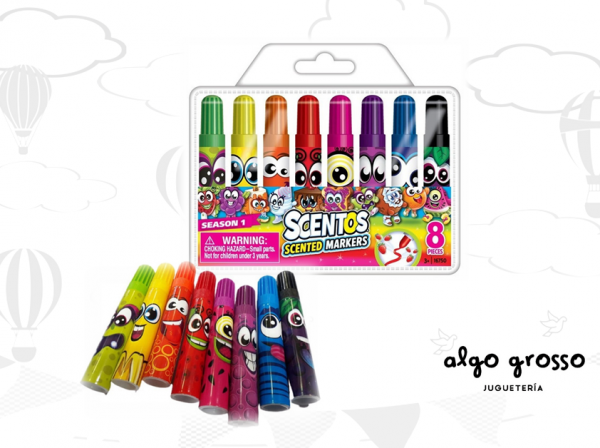 SCENTOS 8 MINI MARCADORES CON AROMA art.16750 – Algo Grosso – Juguetería
