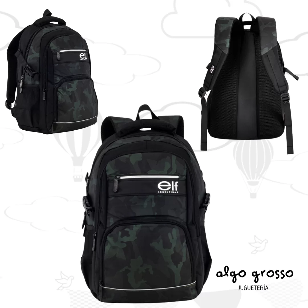 MOCHILA ELF COLGANTE 18″ CON PORTANOTEBOOK art.3616B – Algo Grosso ...