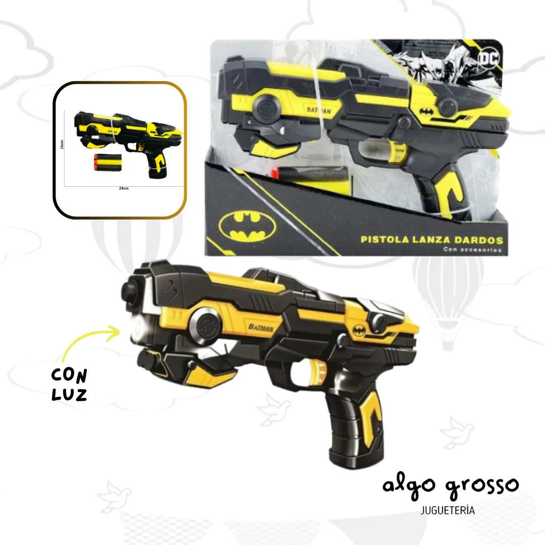 BATMAN ARMA LANZA DARDO SOFT + 6 DARDOS art.52817 – Algo Grosso ...