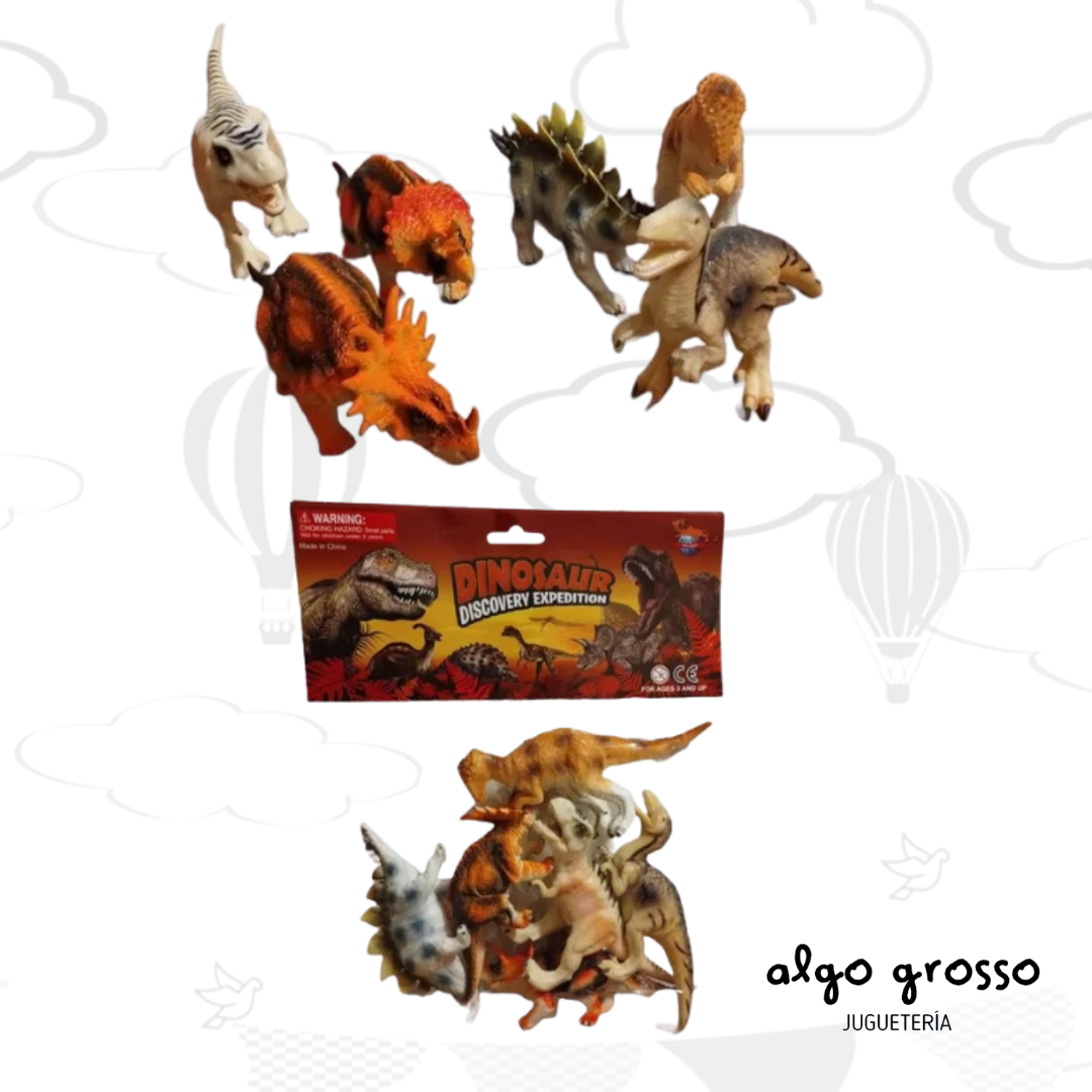 SET DE 6 DINOSAURIOS DE 15CM EN BOLSA art.59628 – Algo Grosso – Juguetería
