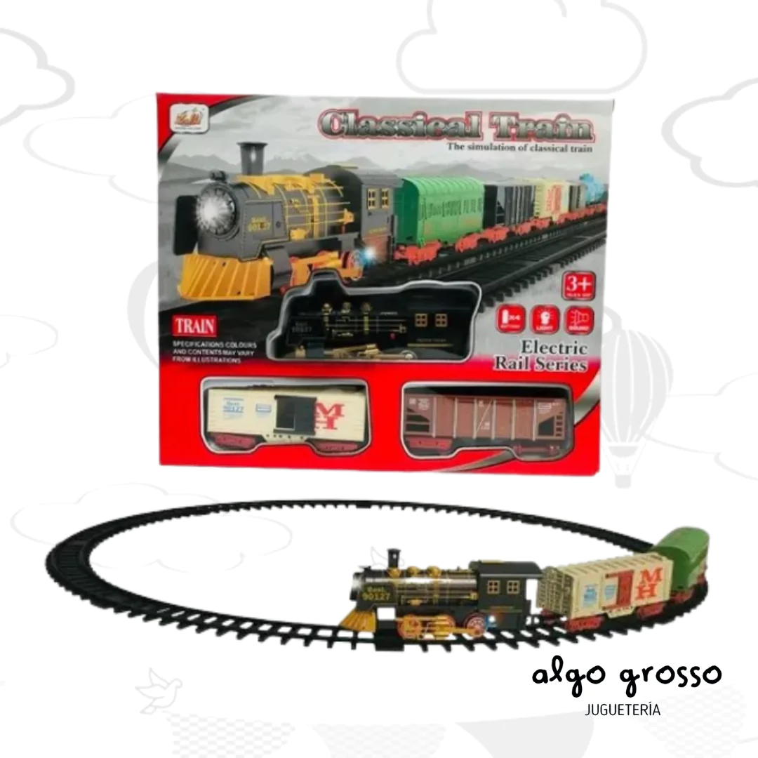 PISTA TREN CLASSICAL TRAIN CON LUZ Y SONIDO + 2 VAGONES art.50323 – Algo Grosso – Juguetería