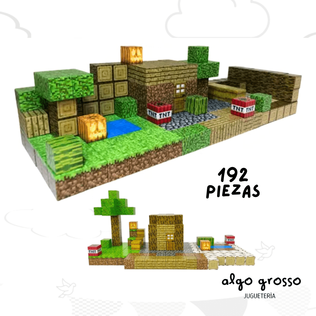 MINECRAFT CUBOS MAGNETICOS – CORAZON ALDEA – 192 PIEZAS art.T036 – Algo ...