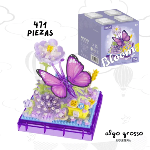 KOCO BLOQUES PARA ARMAR BLOOM PLANTA E INSECTO MARIPOSA art.KC03058 ...