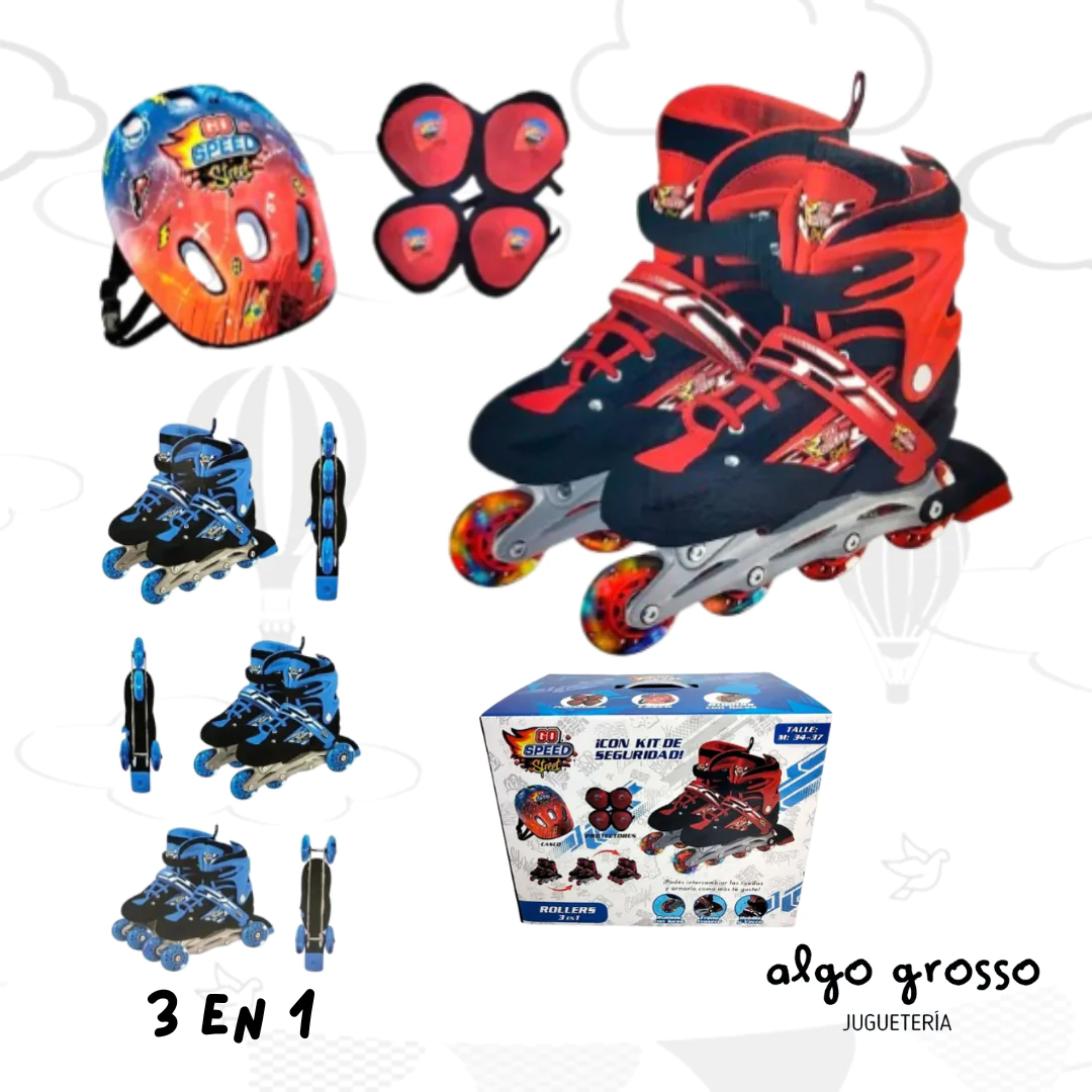 ROLLER GO SPEED 3EN1 CON LUZ + SET DE PROTECCION art.12251 – Algo ...