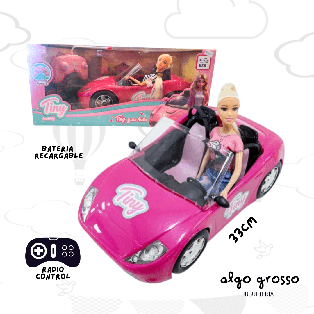 TINY MUÑECA CON AUTO DEPORTIVO A RADIO CONTROL CON BATERIA RECARGABLE ...